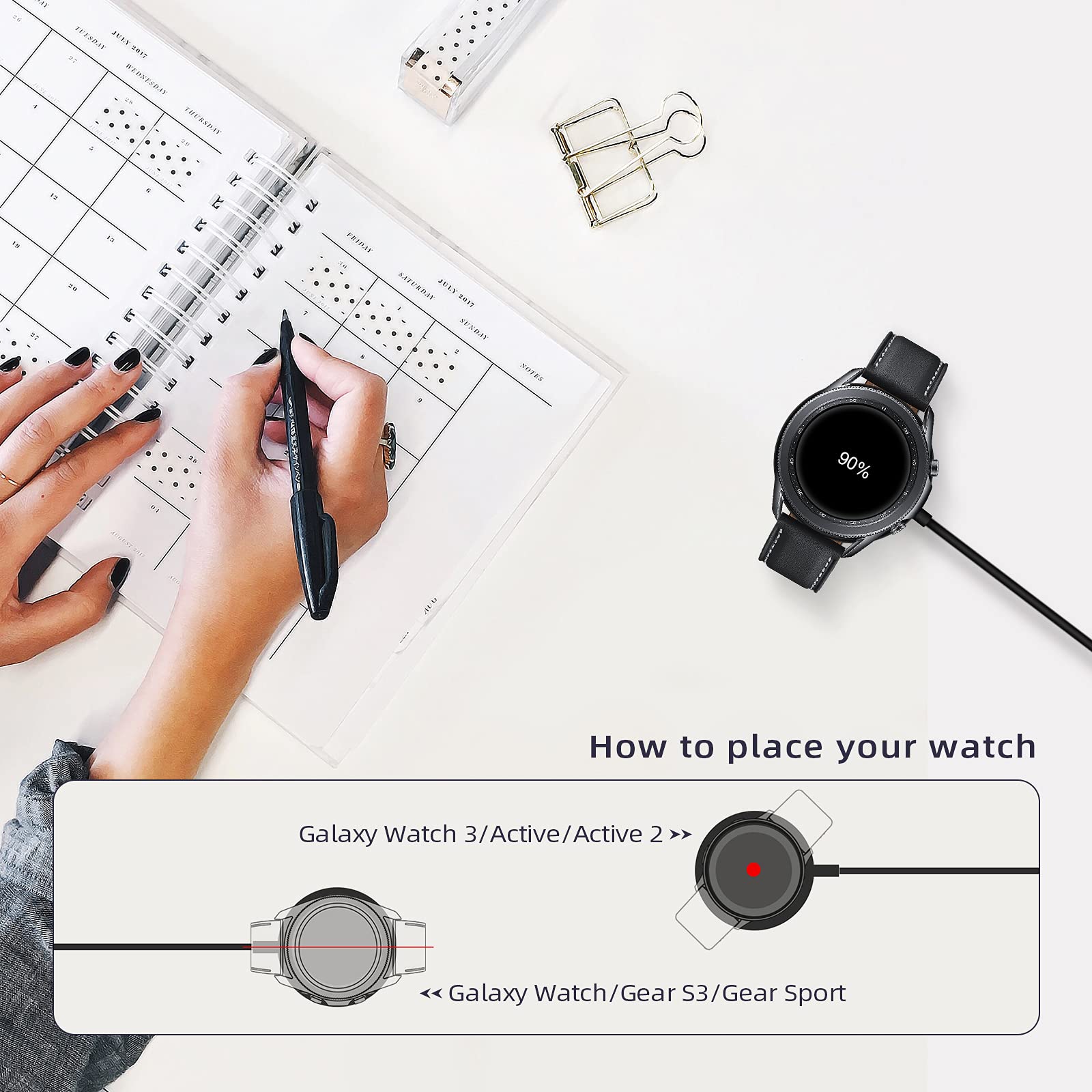 Oriflame 2 Pack Watch Charger Compatible with Samsung Galaxy Watch, Portable Charging Dock Compatible for Galaxy Watch 6/6 Classic/5 Pro/5, Galaxy Watch 4/3, Galaxy Watch Active2/1, Gear Sport/S3