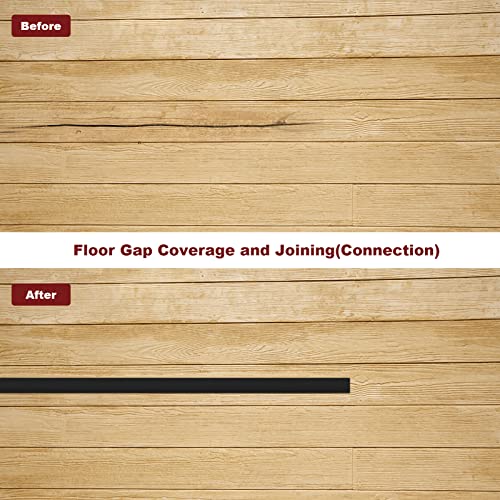 Floor Transition Strip Floor Cover Strips 1.96" Wide Self Adhesive Flooring Transitions Laminate Floor Strip Vinyl Floor Flat Divider Strip(9.84 FT, Black)