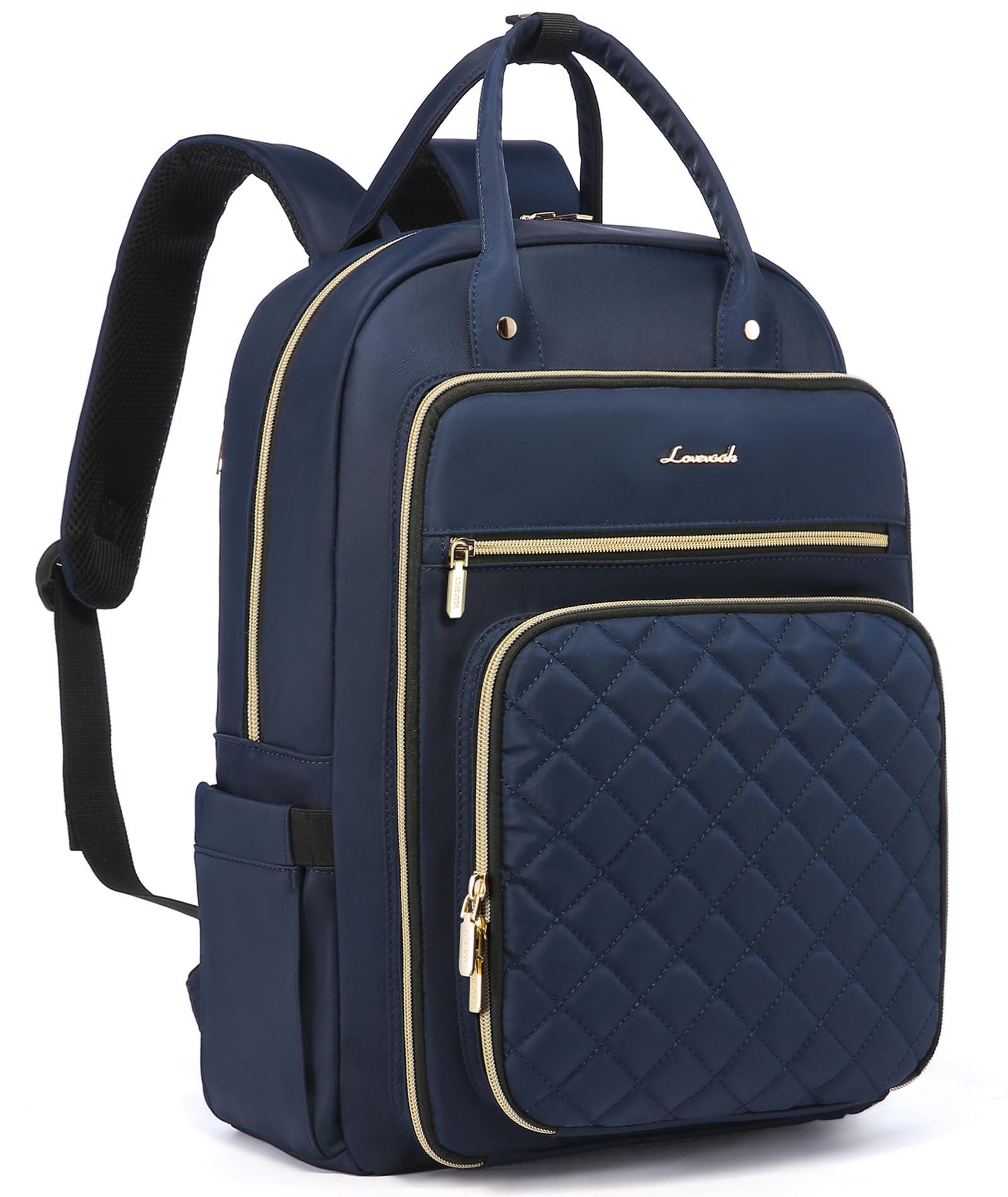 LOVEVOOK Laptop Backpack for Women, 15.6 Inch Computer Backpack for Teacher Nurse with Water Resistant, Lightweight Travel Work Backpack with USB Charging Port, Quilted Commuter Backpack purse, Blue