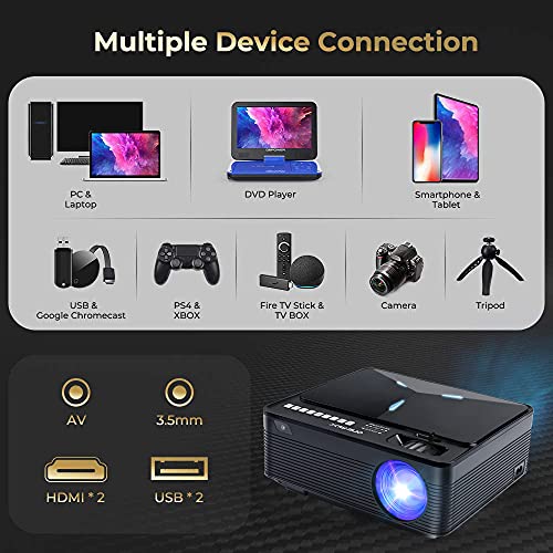 ONE·Mix,WiFi Bluetooth Projector, HD Native 1080P Projector ,Video Outdoor Movie Projector, Support 4K &300"Screen Compatible with Smartphone (Wirelessly)/PC/Bluetooth Speakers/TV Stick/PS4/PS5/PPT