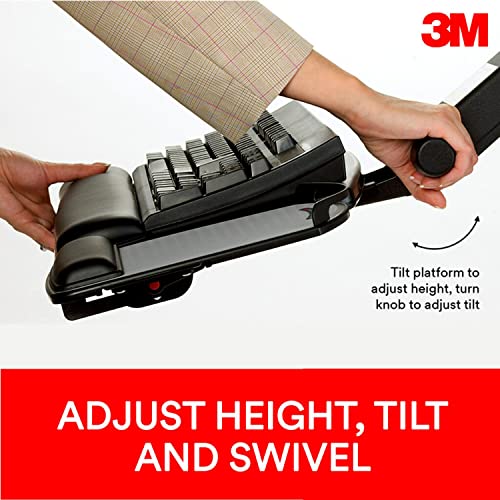 3M Easy Adjust Keyboard Tray, Adjustable Platform, 23-Inch Track, Black (Akt150le)