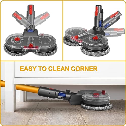 RUKHOOL Electric Mop Head Attachment for Dyson V15 V11 V10 V8 V7 Vacuum Cleaner Parts Spin Mop Replacement with 8 Washable Mop Pads 1 Water Tank