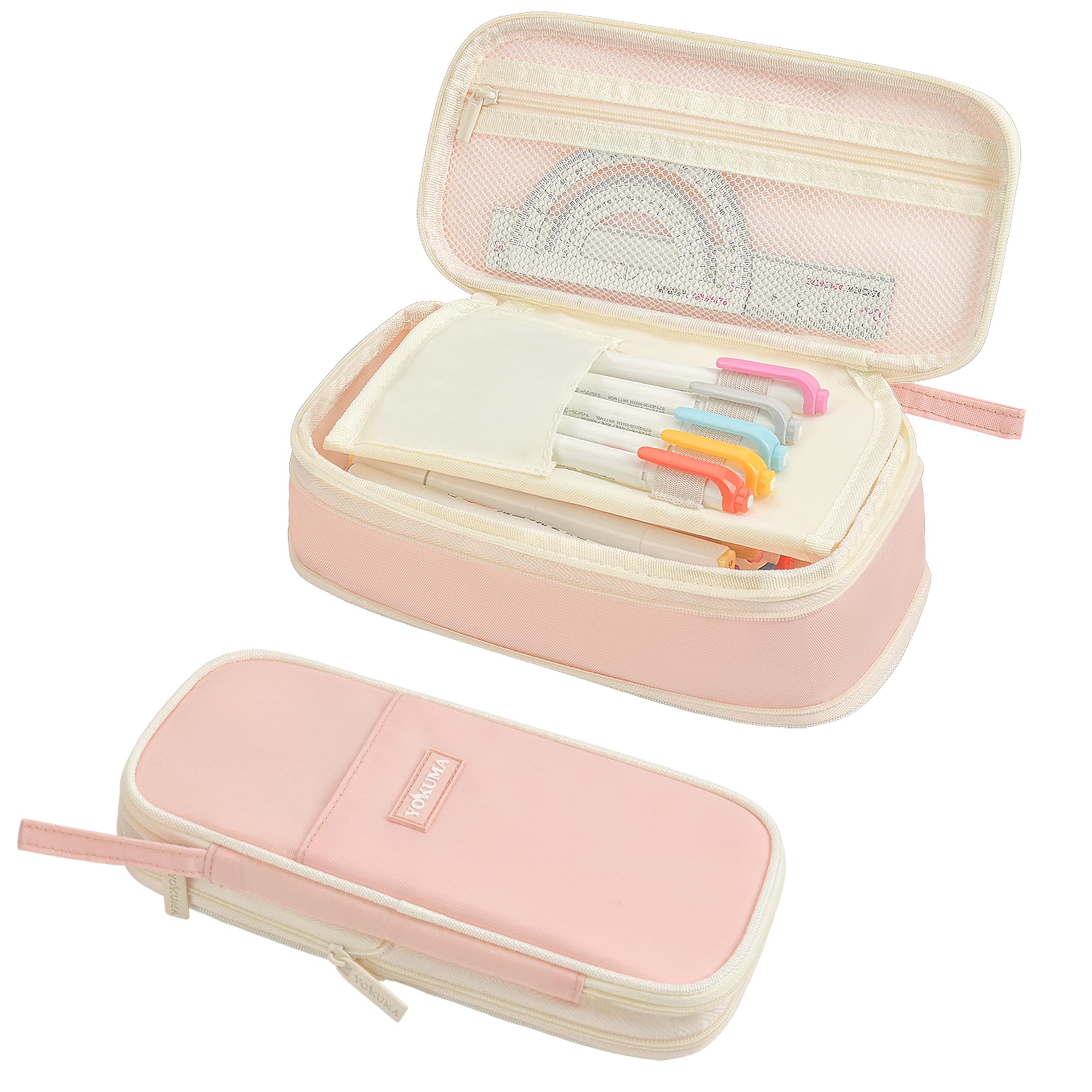 YOKUMA Pencil Case Cute Pencil Pouch for Girls Big Capacity Pen Bag Box, Kawaii Aesthetic College School Supplies for Student Teen Adults Preppy, Pink