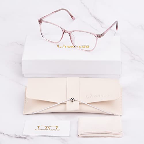 FONHCOO Blue Light Blocking Glasses Women Men TR90 Fashion Round Frame Transparent Eyewear Anti UV Glare Computer Blue light Glasses for Women Men
