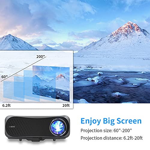 Smart Android Bluetooth Projector, Wireless 5G WiFi Mirroring Native 1080P Projector Home Theater, 200" Outdoor Projector Support 4K Gaming Movie Digital Zoom 4D Keystone for HDMI USB DVD TV Stick PC