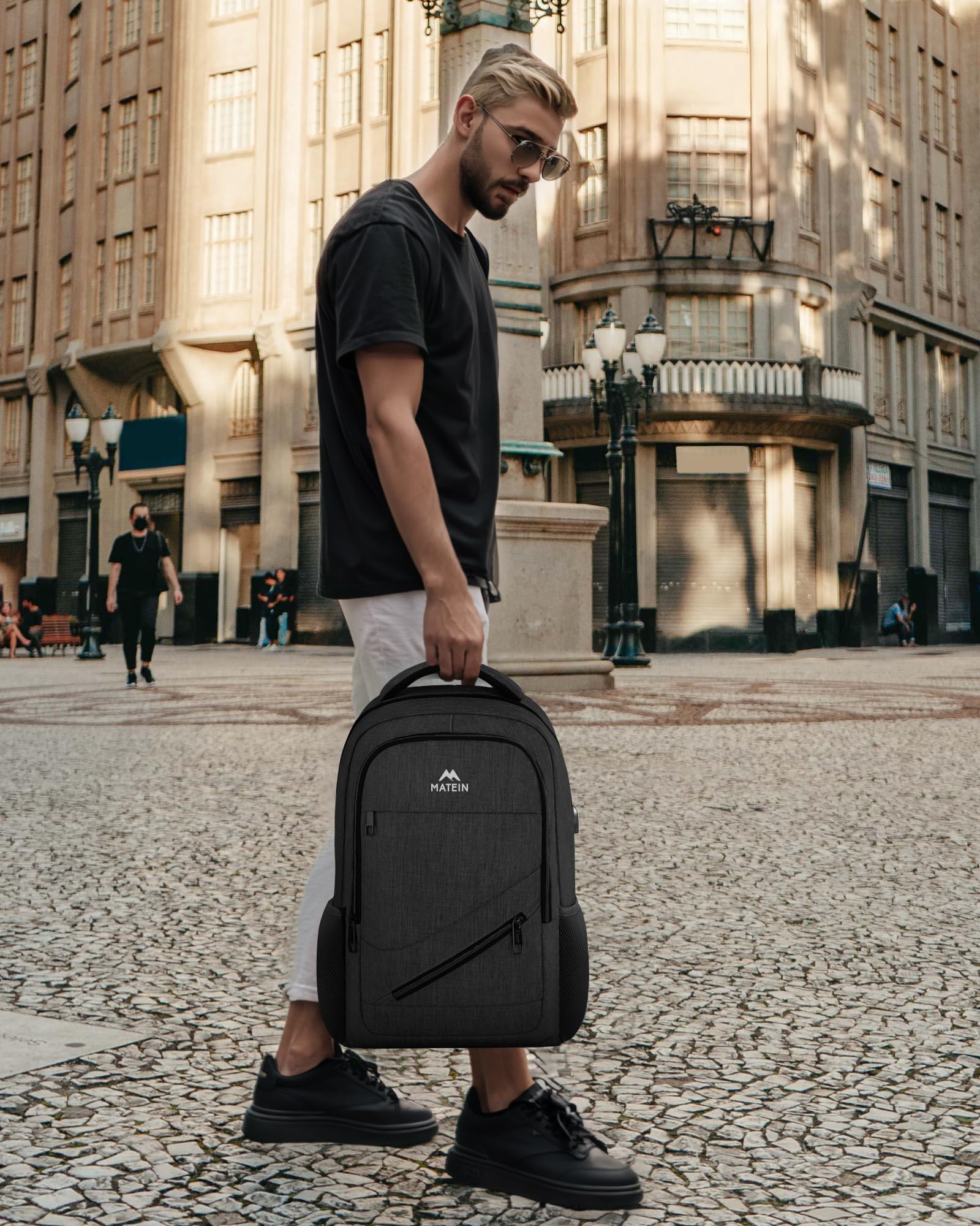 MATEIN 15.6 Inch Backpack for Traveling On Airplane for Women Men, Professional Business Laptop Backpack with Multiple Organization Pockets Water Resistant Casual Daypack, Black