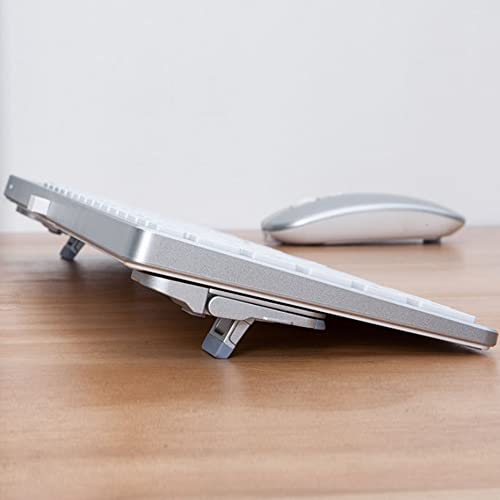 Portable Keyboard Stand for Desk, Adjustable 3 Angle Keyboard and Laptop Riser, 2PCS Invisible Mini Laptop Stand, Zinc Alloy Build for MacBook Air/Pro, Lenovo, HP, 10-17"Inches Laptops(Silver)
