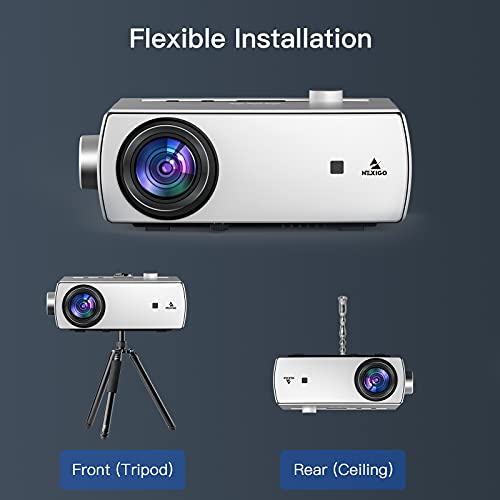 NexiGo WiFi Bluetooth Projector PJ10 [220ANSI - Over 8000 Lux Brightness] Native 1080P Movie Projector, Dolby_Sound Support, Remote, Compatible with Phone, Computer, HDMI, USB, AV Interfaces (Renewed)