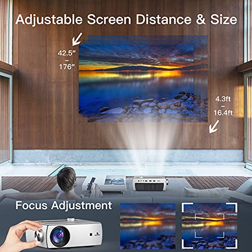 NexiGo WiFi Bluetooth Projector PJ10 [220ANSI - Over 8000 Lux Brightness] Native 1080P Movie Projector, Dolby_Sound Support, Remote, Compatible with Phone, Computer, HDMI, USB, AV Interfaces (Renewed)