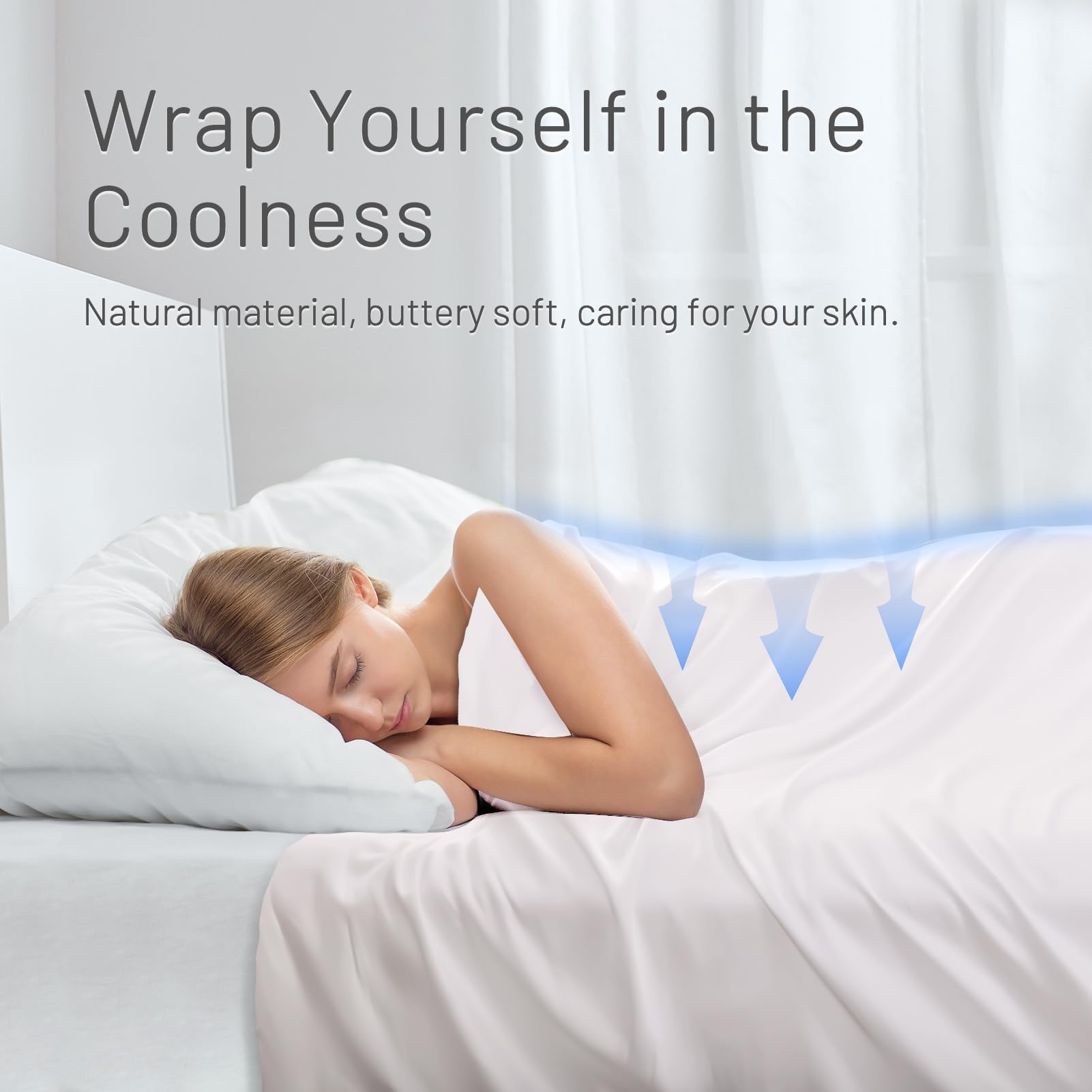 NEXHOME PRO 100% Organic Bamboo Duvet Cover Set Queen - Lightweight Summer Cooling Comforter Cover for Hot Sleepers 90"x90" 3pcs Breathable White Bedding with Corner Ties,Zipper Closure, No Insert