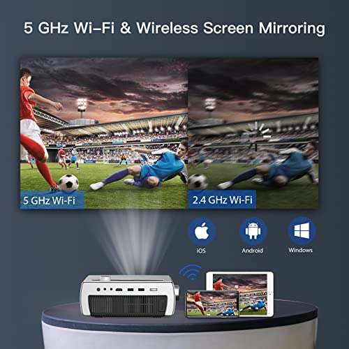 NexiGo WiFi Bluetooth Projector PJ10 [220ANSI - Over 8000 Lux Brightness] Native 1080P Movie Projector, Dolby_Sound Support, Remote, Compatible with Phone, Computer, HDMI, USB, AV Interfaces (Renewed)