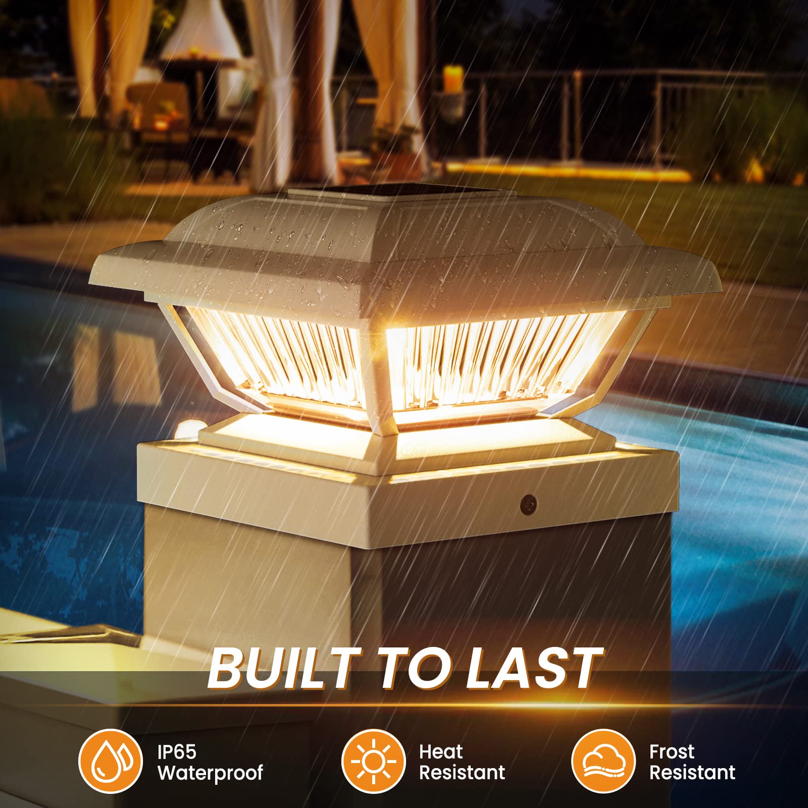 ELECLINK Solar Post Cap Lights 3 Pack, Warm White Solar Outdoor Post Lights, Waterproof Fence Post Cap Lights Solar Powered Fit 3.5x3.5 4x4 4.5x4.5 5x5 5.5x5.5 Post for Garden Fence Deck Yard