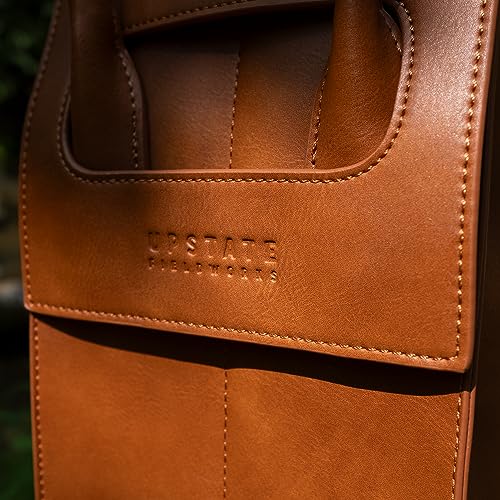 Wine Tote Carrier Bag | 2 Bottle - Vegan Leather, Soft Suede Interior Pouch with Divider - Great for Travel, BYOB, Wine Tastings, Parties, Gifts, Hygge