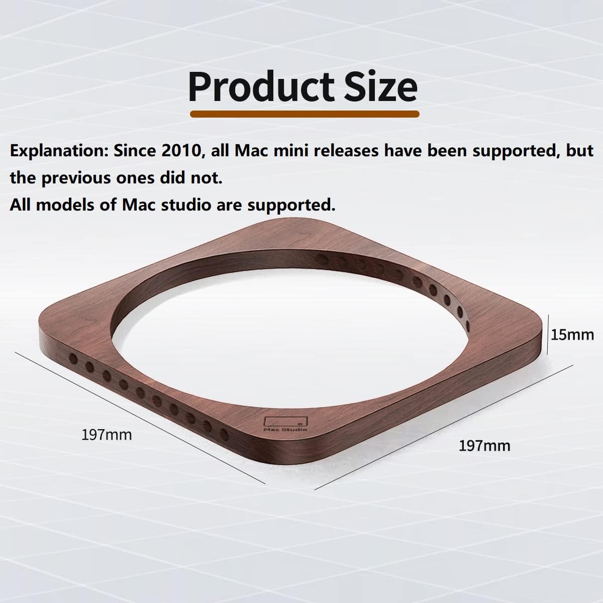Hazevaiy Wood Stand for Mac Mini and Mac Studio,Walnut MacMini/MacStudio Accessories,Handmade Mac Desktop Stand Holder Dustproof Heat-Disspation Mount (Black Walnut)