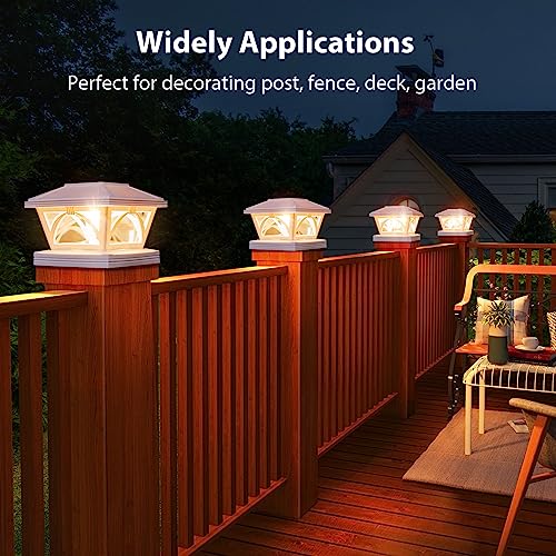 ENSLI Solar Post Cap Lights Outdoor, 6 Pack Brighter Solar Post Lights Outdoor Waterproof, Fence Post Cap Lights Solar Powered Deck Post Lights Fit 4x4 5x5 6x6 Posts for Fence Deck Garden Decoration