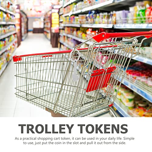 Tofficu 4pcs Trolley Tokens Key Ring Shopping Trolley Tokens Keychain Release Token Coin Keyring Small Aldi Quarter Holder Keychain for Grocery Shopping Cart