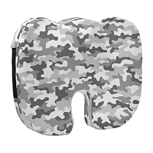 Qilmy Camouflage Seat Cushion Cover Breathable Non-Slip Memory Foam Seat Cushion Cover for Office Chair Car Wheelchair, 17 x 14 x 2.2 Inch