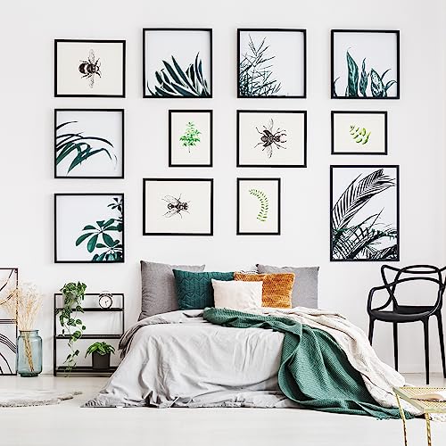 TWING Picture Frames 12x12 Set of 3, Black Large Gallery Wall Frame Set Display Photos 8 x 8 with Mat or 12 x 12 without Mat Wall Mounting Composite Wood