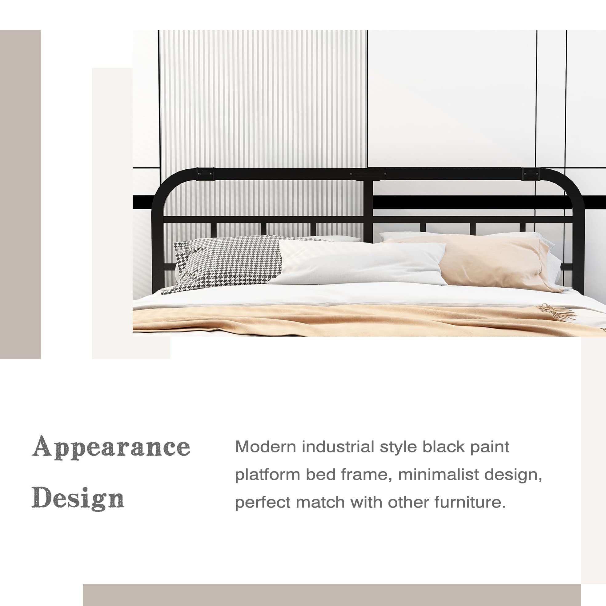 alazyhome Metal Platform Heavy Duty Twin Size Bed Frame with Headboard and Footboard Sturdy Steel Support No Box Spring Needed Easy Assembly Black