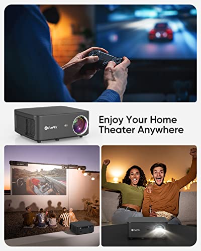 1080P Full HD Projector, 15000 Lumens Portable Movie Projector, FunFlix 300" WiFi Projector Bluetooth Projector, Home Theater Video Projector Compatible with HDMI, VGA, USB, AV, Laptop, Smartphone