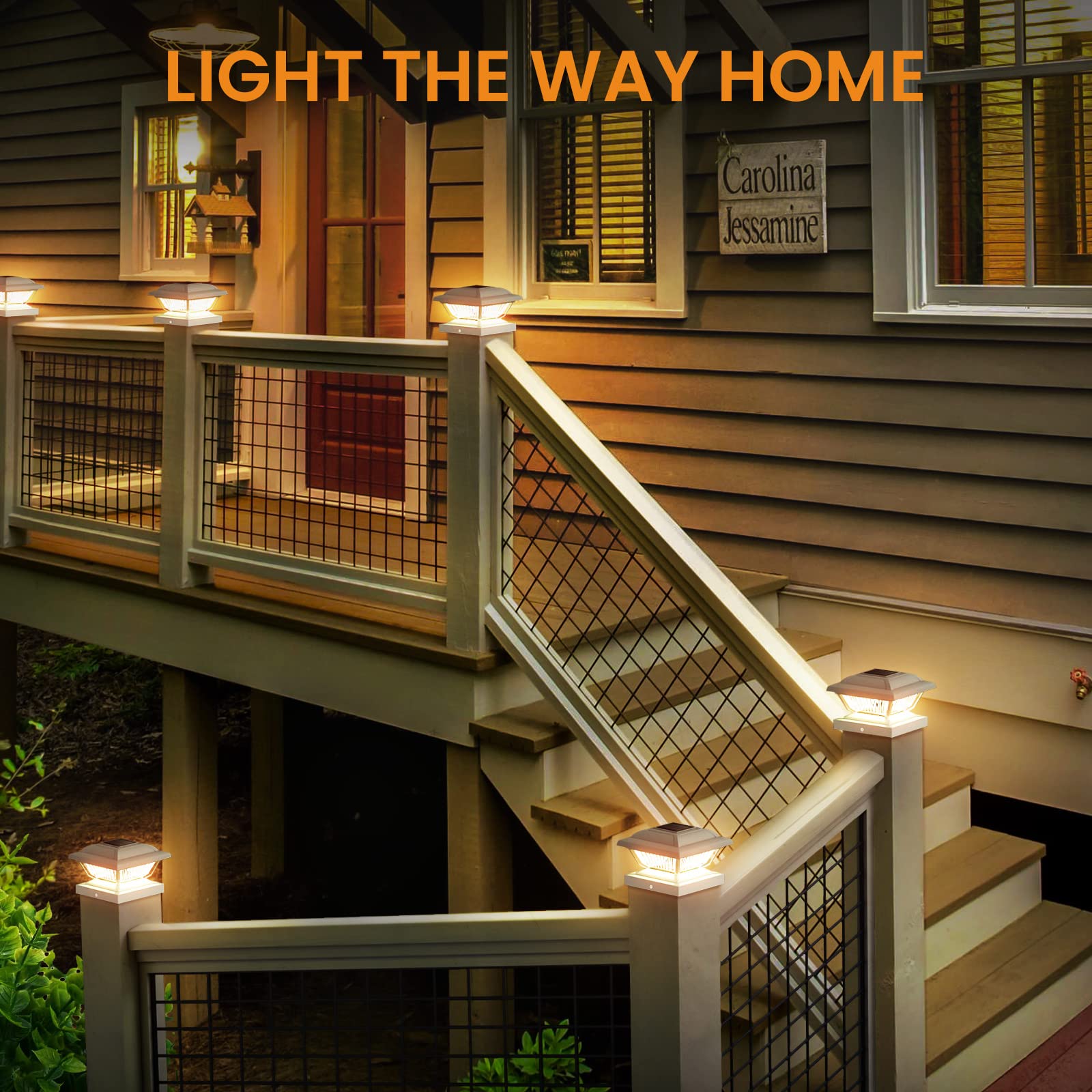 ELECLINK Solar Post Cap Lights 3 Pack, Warm White Solar Outdoor Post Lights, Waterproof Fence Post Cap Lights Solar Powered Fit 3.5x3.5 4x4 4.5x4.5 5x5 5.5x5.5 Post for Garden Fence Deck Yard