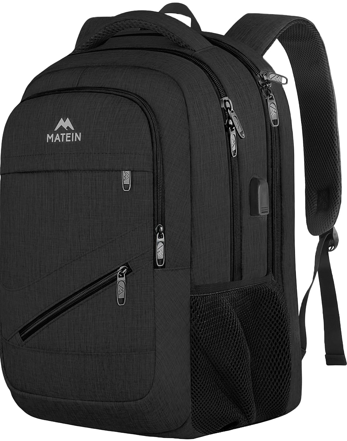 MATEIN 15.6 Inch Backpack for Traveling On Airplane for Women Men, Professional Business Laptop Backpack with Multiple Organization Pockets Water Resistant Casual Daypack, Black