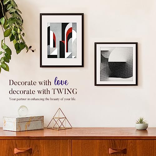 TWING Picture Frames 12x12 Set of 3, Black Large Gallery Wall Frame Set Display Photos 8 x 8 with Mat or 12 x 12 without Mat Wall Mounting Composite Wood