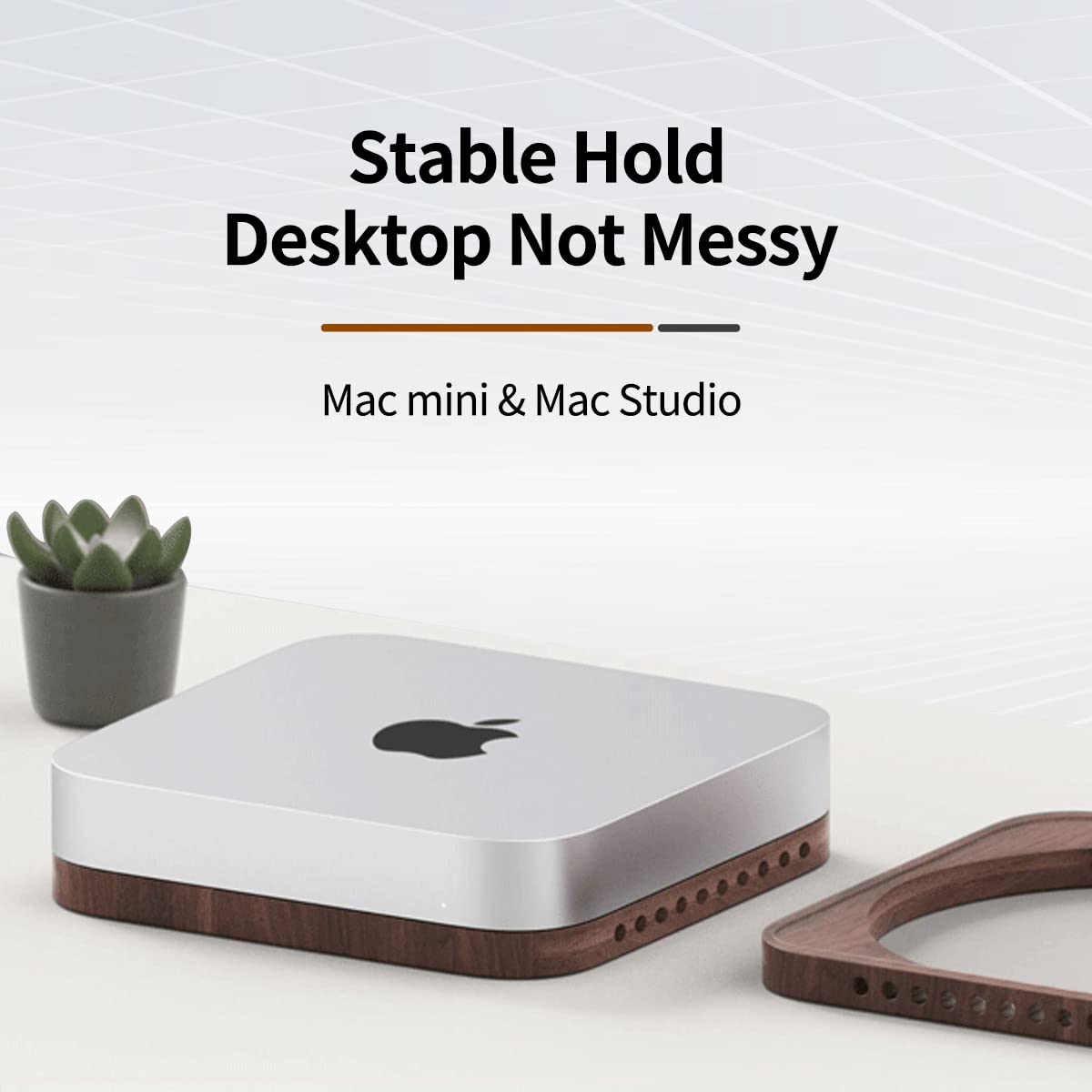 Hazevaiy Wood Stand for Mac Mini and Mac Studio,Walnut MacMini/MacStudio Accessories,Handmade Mac Desktop Stand Holder Dustproof Heat-Disspation Mount (Black Walnut)