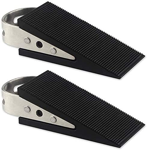 videoinfolder Heavy Duty Rubber Door Stopper - Blocker Wall Door Wedge Children Kids Protector (2 Pack Black
