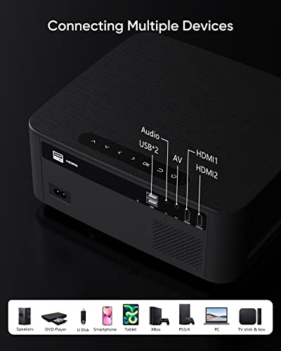 1080P Full HD Projector, 15000 Lumens Portable Movie Projector, FunFlix 300" WiFi Projector Bluetooth Projector, Home Theater Video Projector Compatible with HDMI, VGA, USB, AV, Laptop, Smartphone
