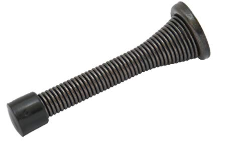 QCAA Flexible Spring Door Stop Bumper, 3-1/8", Steel, ORB Oil Rubbed Bronze, 3 Pack, Made in Taiwan