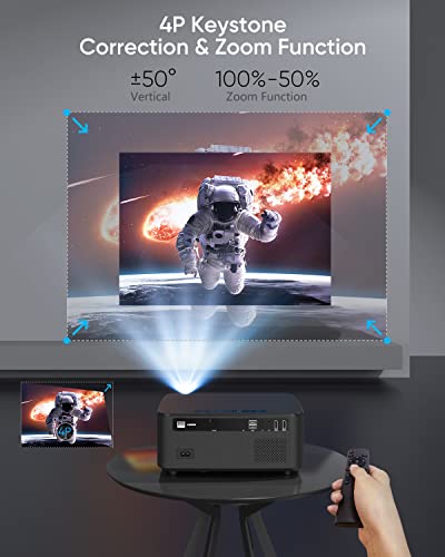 1080P Full HD Projector, 15000 Lumens Portable Movie Projector, FunFlix 300" WiFi Projector Bluetooth Projector, Home Theater Video Projector Compatible with HDMI, VGA, USB, AV, Laptop, Smartphone