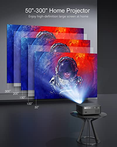 1080P Full HD Projector, 15000 Lumens Portable Movie Projector, FunFlix 300" WiFi Projector Bluetooth Projector, Home Theater Video Projector Compatible with HDMI, VGA, USB, AV, Laptop, Smartphone