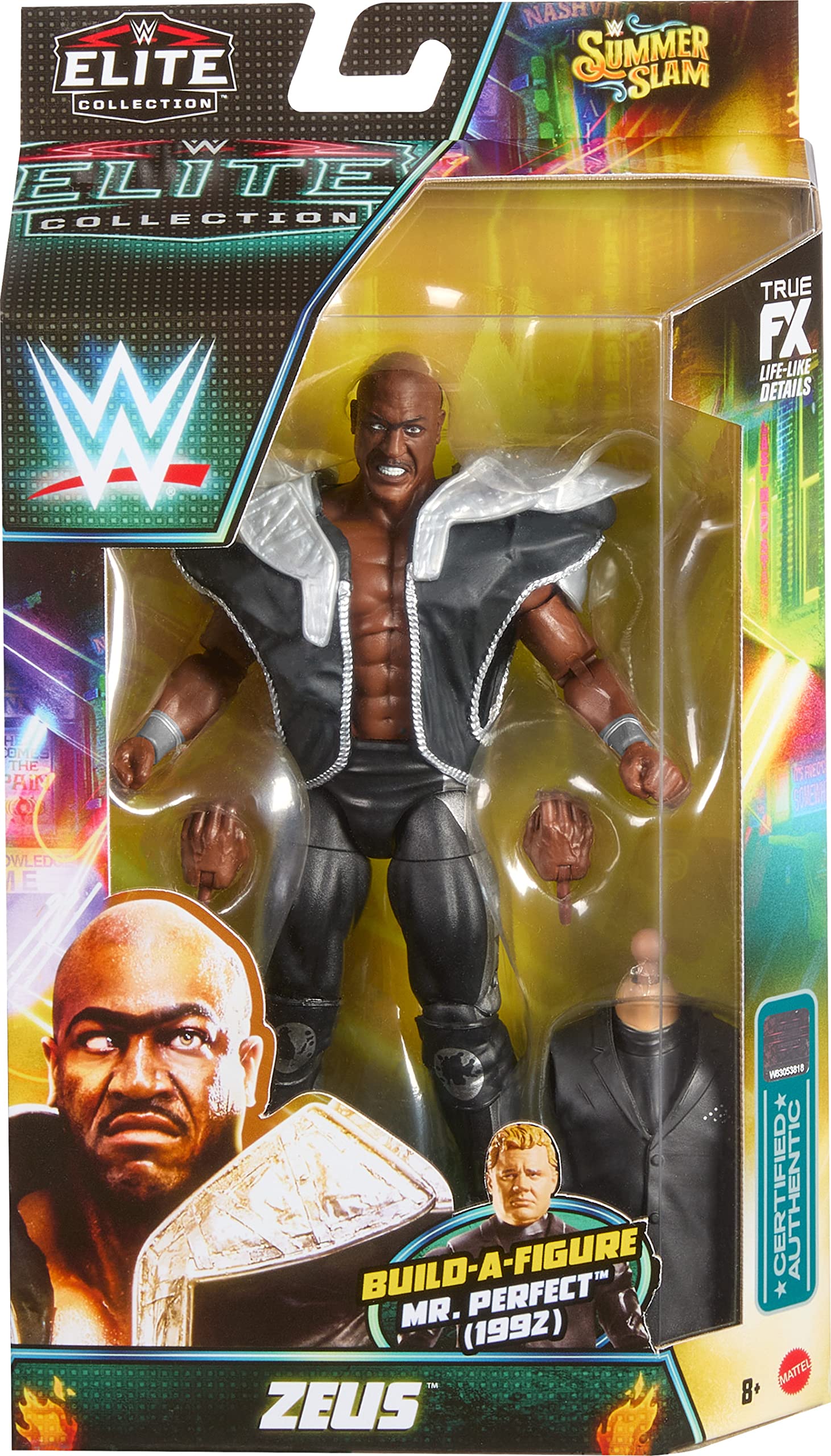 WWE MATTEL Elite Action Figure SummerSlam Zeus with Accessory and Mr. Perfect Build-A-Figure Parts