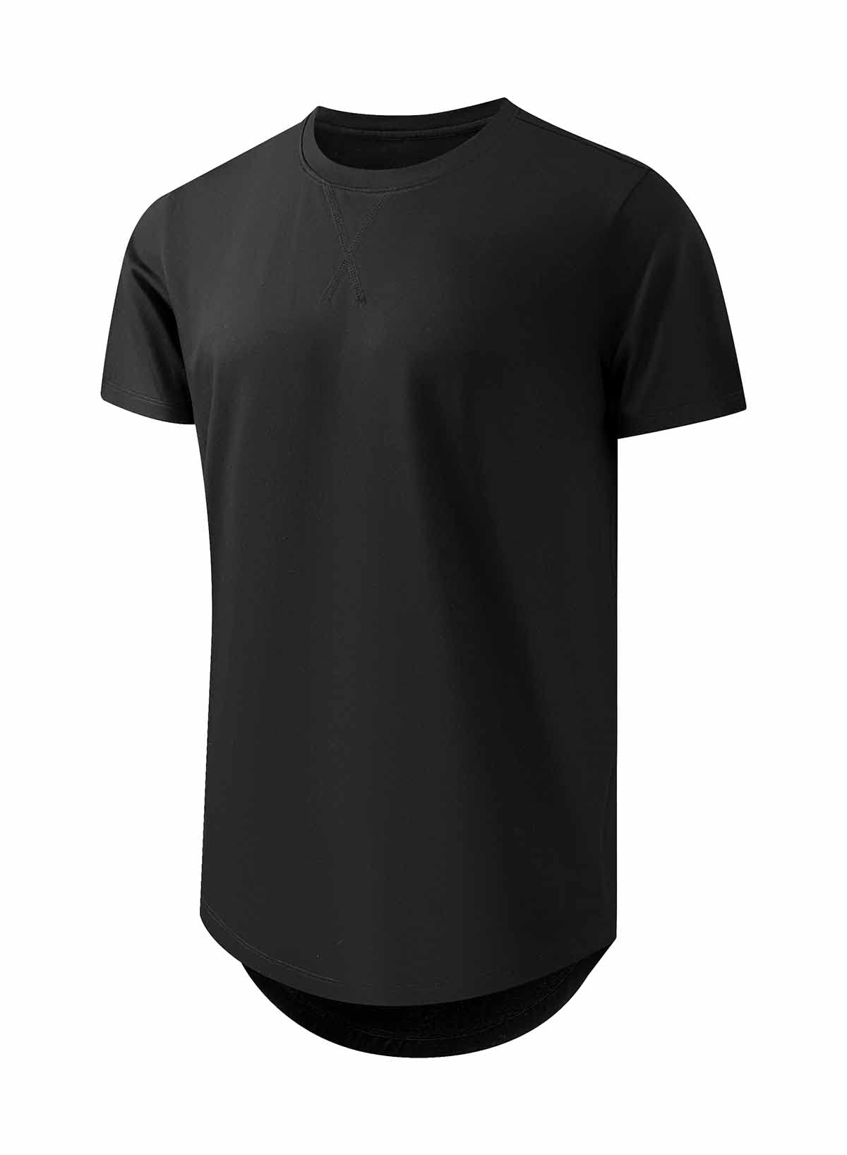 JMIERR Men's 3 Pack Cotton Hipster Hip Hop Longline Crewneck T-Shirt, Short Sleeve Gym Workout Athletic T Shirts for Men Pack,XL, Black/Dark Grey/Khaki