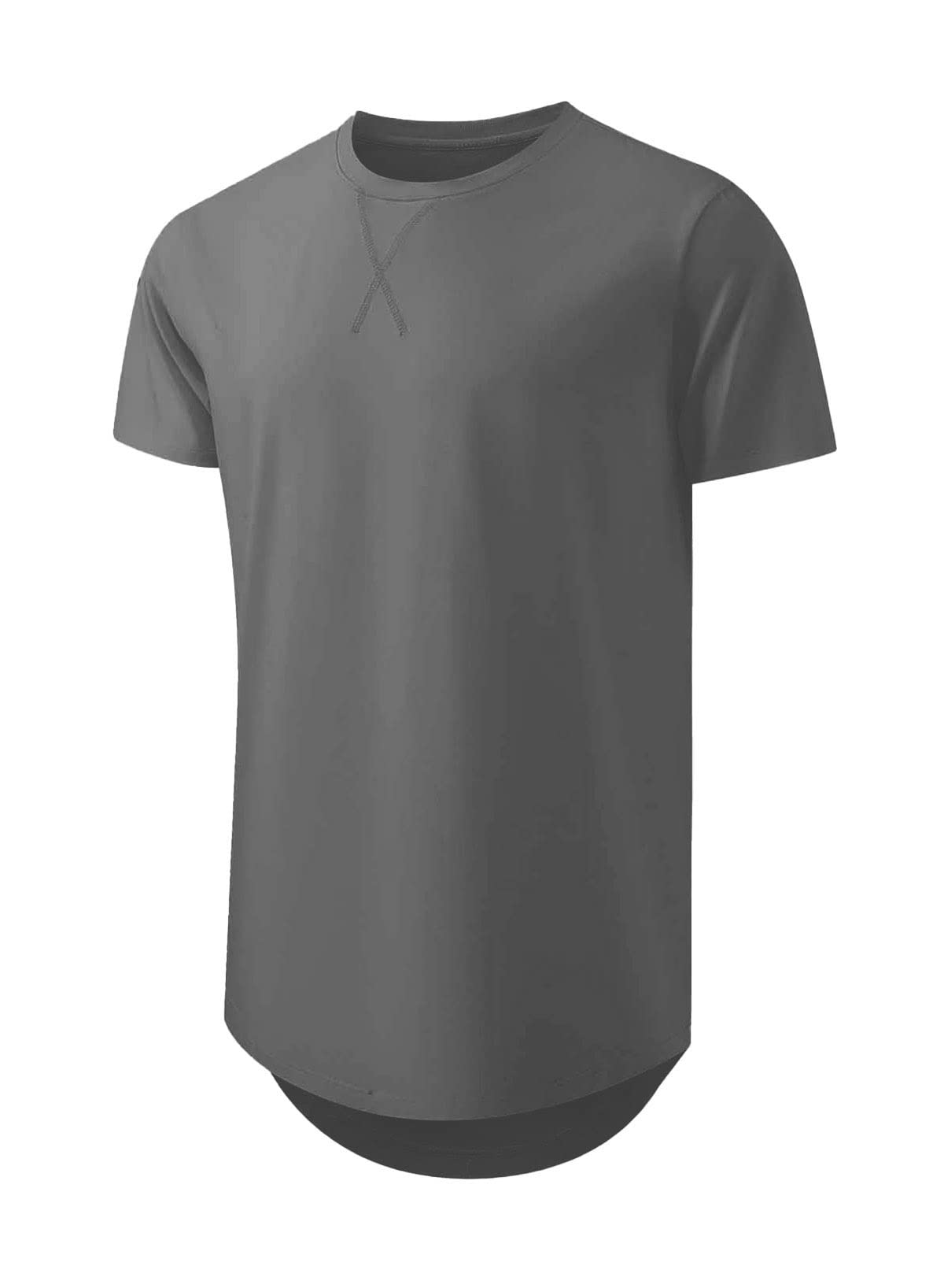 JMIERR Men's 3 Pack Cotton Hipster Hip Hop Longline Crewneck T-Shirt, Short Sleeve Gym Workout Athletic T Shirts for Men Pack,XL, Black/Dark Grey/Khaki