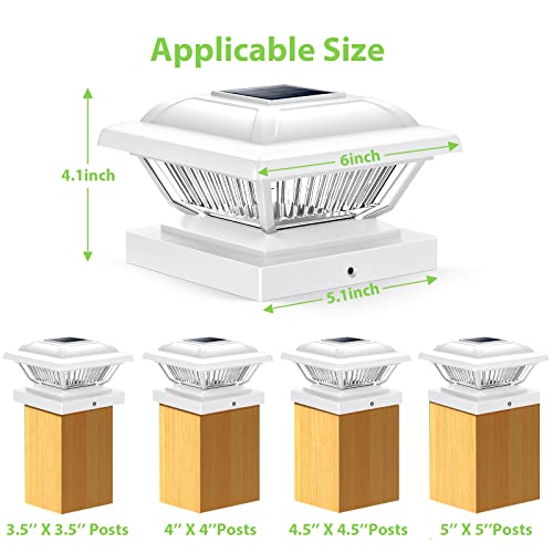 LETMY Solar Outdoor Cap Lights, 4 Pack Solar Powered Fence Post Lights, High Brightness Waterproof for 4x4, 4.5x4.5, 5x5 Posts Fence Deck Patio Garden Decoration