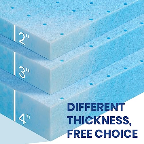 3 Inch Full Size Memory Foam Mattress Topper Gel Infused Bed Mattress Topper for Pressure Relief, High Density Cooling Memory Foam Pad, Certipur-Us Certified