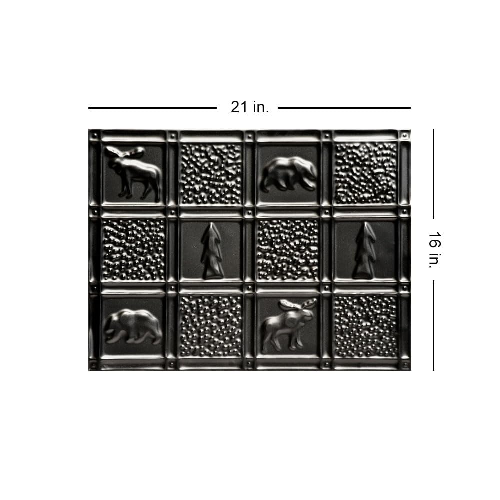 Shanko SKPC612 Gwen's Cabin Stamped Metal Nail-up Tin Wall and Backsplash Tile (14 sq. ft), Black, Pack of 6