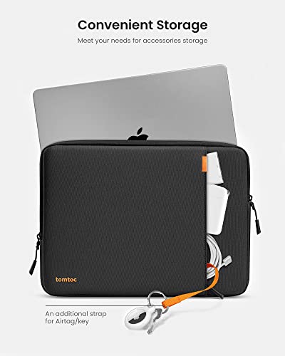 Tomtoc 360 Protective Laptop Sleeve for 11.6-inch Convertible Chromebook, Water-Resistant Shockproof Case with Accessory Pouch, Black
