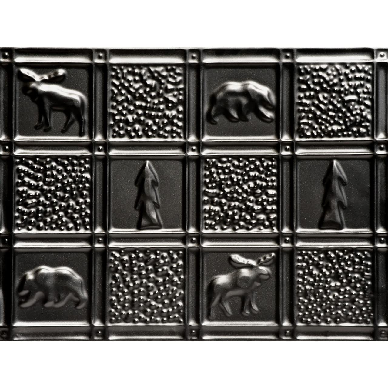 Shanko SKPC612 Gwen's Cabin Stamped Metal Nail-up Tin Wall and Backsplash Tile (14 sq. ft), Black, Pack of 6