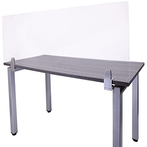 Obex Clear Acrylic Desk Mounted Privacy Panel, 12", Aluminum