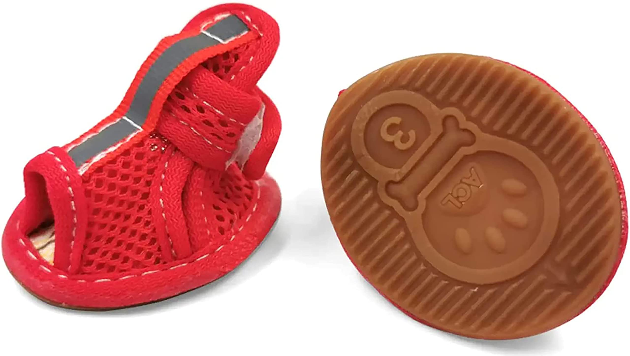 GabeFish Small Dog Summer Mesh Sandal Shoes Puppy Cats Breathable Paw Protectors Red Size 2