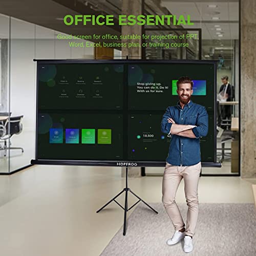 100 Inch Projector Screen with Stand for Movie Projection, Large White Movie Screen, Portable Video Projection Screen for Backyard Home Theater, Office Meeting Room, Outdoor Advertising Camping