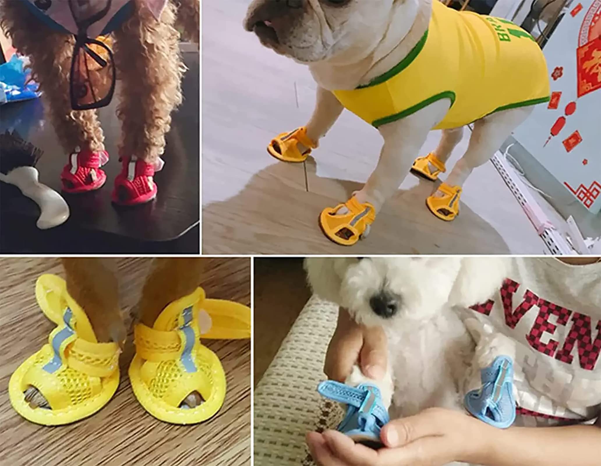 GabeFish Small Dog Summer Mesh Sandal Shoes Puppy Cats Breathable Paw Protectors Red Size 2