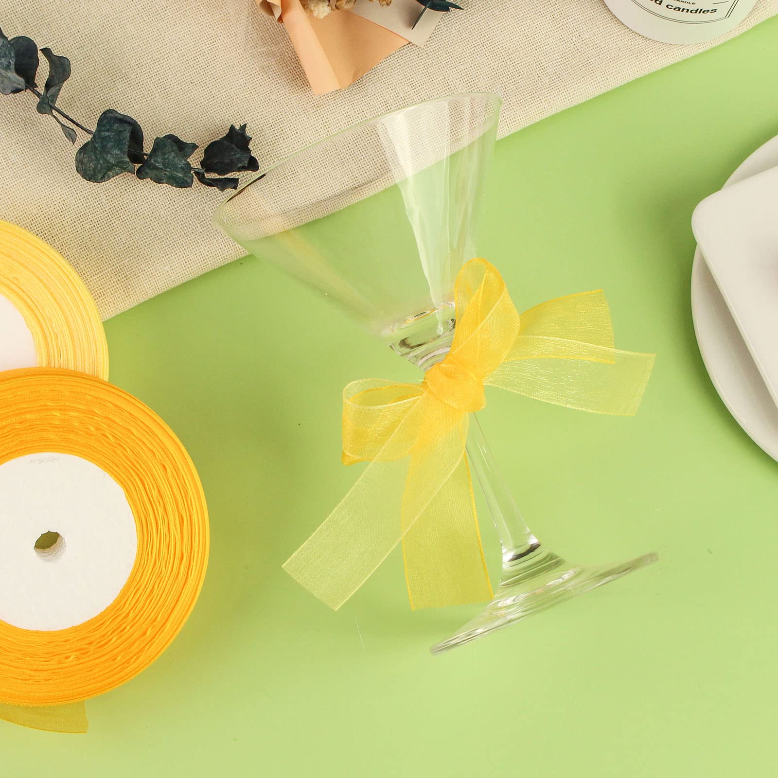 1 inch Yellow Organza Ribbon for Gift Wrapping,100 Yard Craft Sheer Chiffon Ribbon for Gift Wrapping,Bouquet Wrapping,Wedding Decoration,All Crafting and Sewing