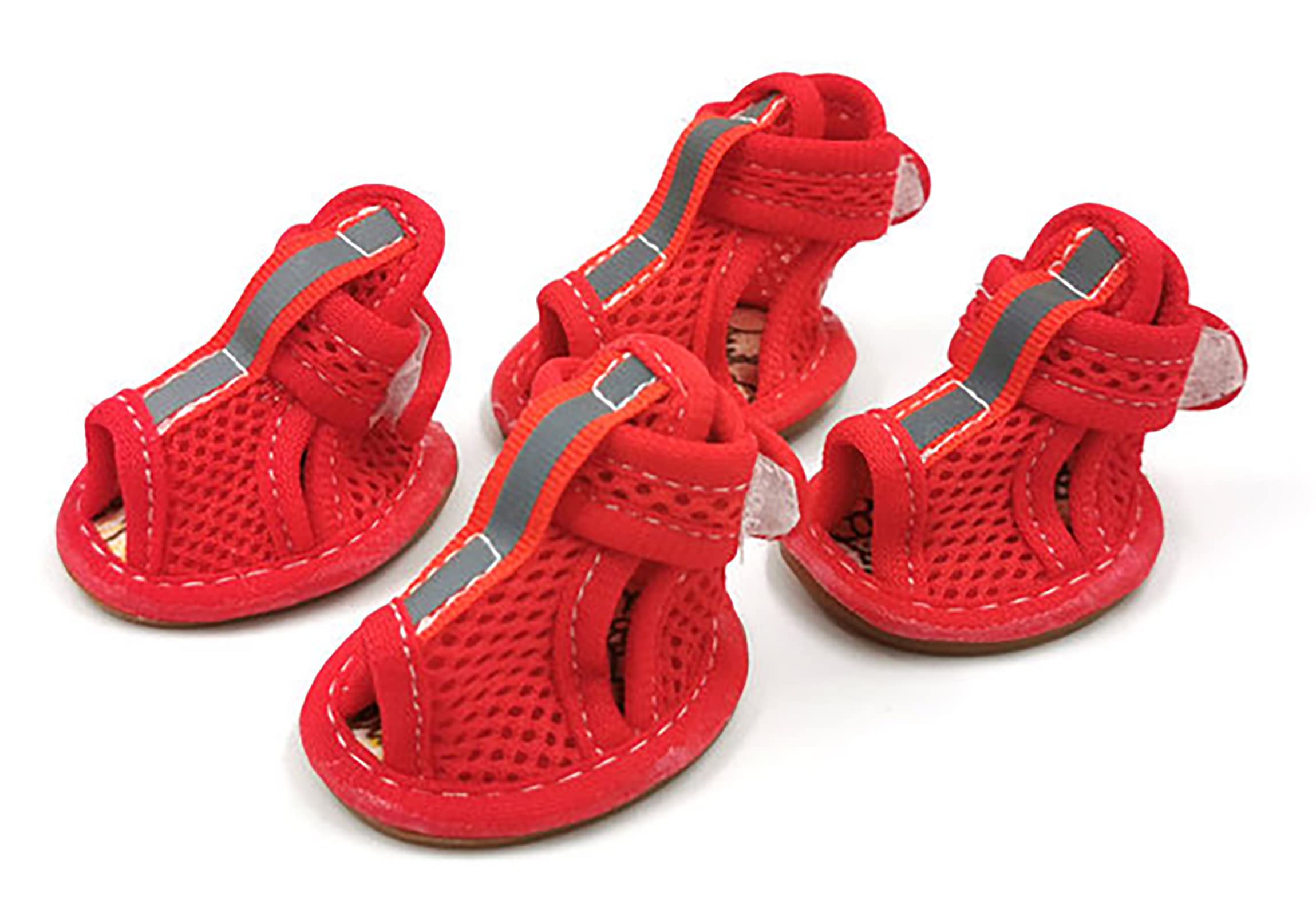 GabeFish Small Dog Summer Mesh Sandal Shoes Puppy Cats Breathable Paw Protectors Red Size 2