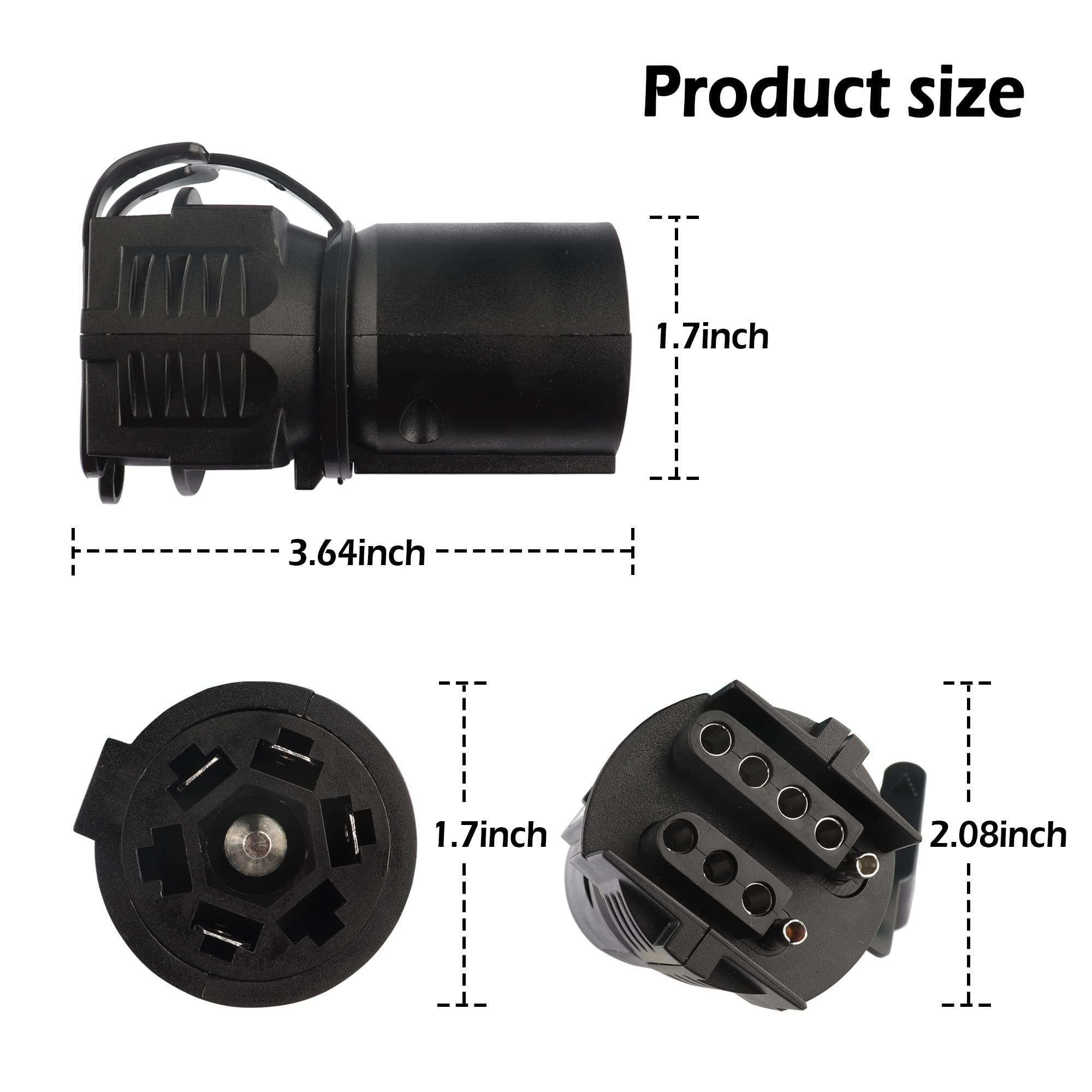 CXCCOI Upgrade Version 2 in 1 Trailer Plug Adapter for 7 Pin Round to 4 or 5 Flat Blade Trailer Connector with Dustproof Cover Plug-N-Play Suitable for Towing RV/Trailers