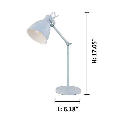 EGLO 204085A Priddy 17 inch Desk Lamp Plug-in Lighting for Living Room, Bedroom, Dorm, and Office, Pastel Apricot Pink
