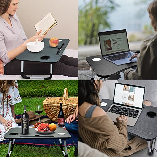 Lap Desk Laptop Bed Desk Portable Foldable Laptop Tray Table with USB Charge Port/Cup Holder/Storage Drawer, Laptop Bed Stand for Bed/Couch/Sofa Working, Reading